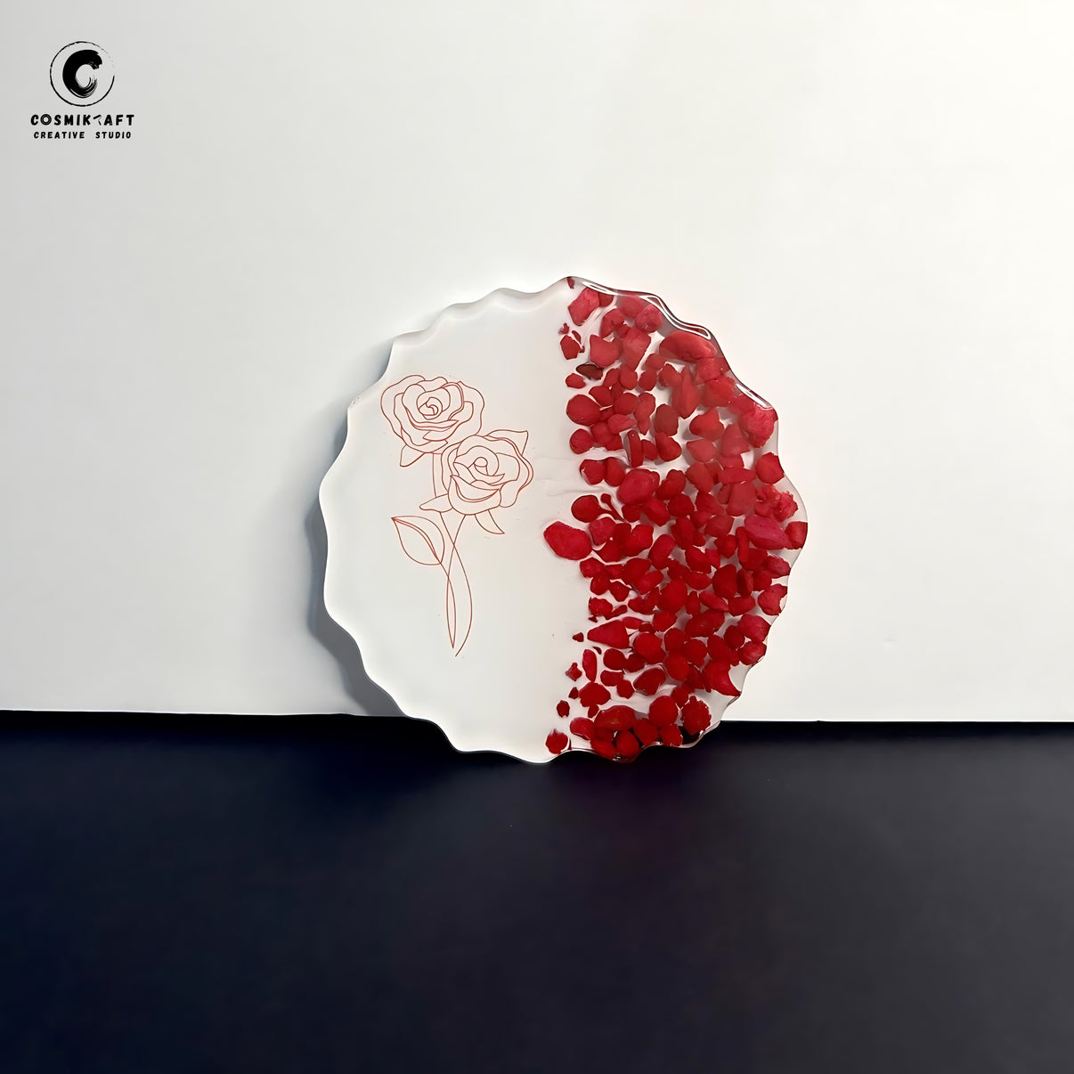 Handmade Red Rose & Stone Resin Coasters - Set of 2 – CosmiKraft ...